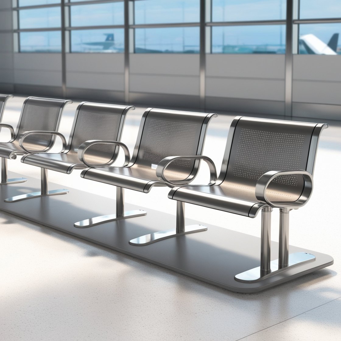 Airport Bench Stainless Steel FourSeater – QSolar System