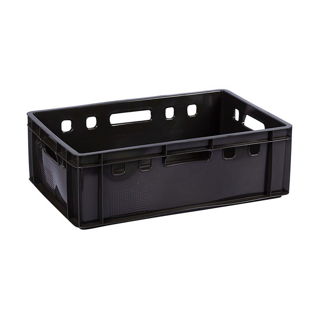 Plastic Crate – Stackable – Heavy Duty – Black – 60 x 39 x 19.7 cm ...