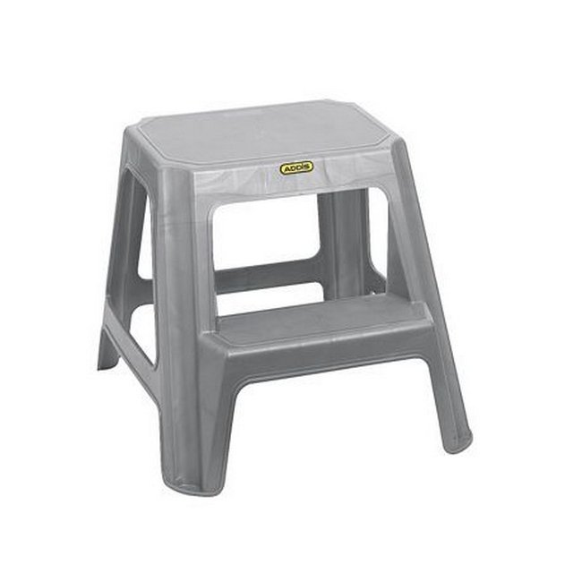 Plastic Step Stool – 2 Step – 29 x 22 x 22cm – Grey – QSolar System