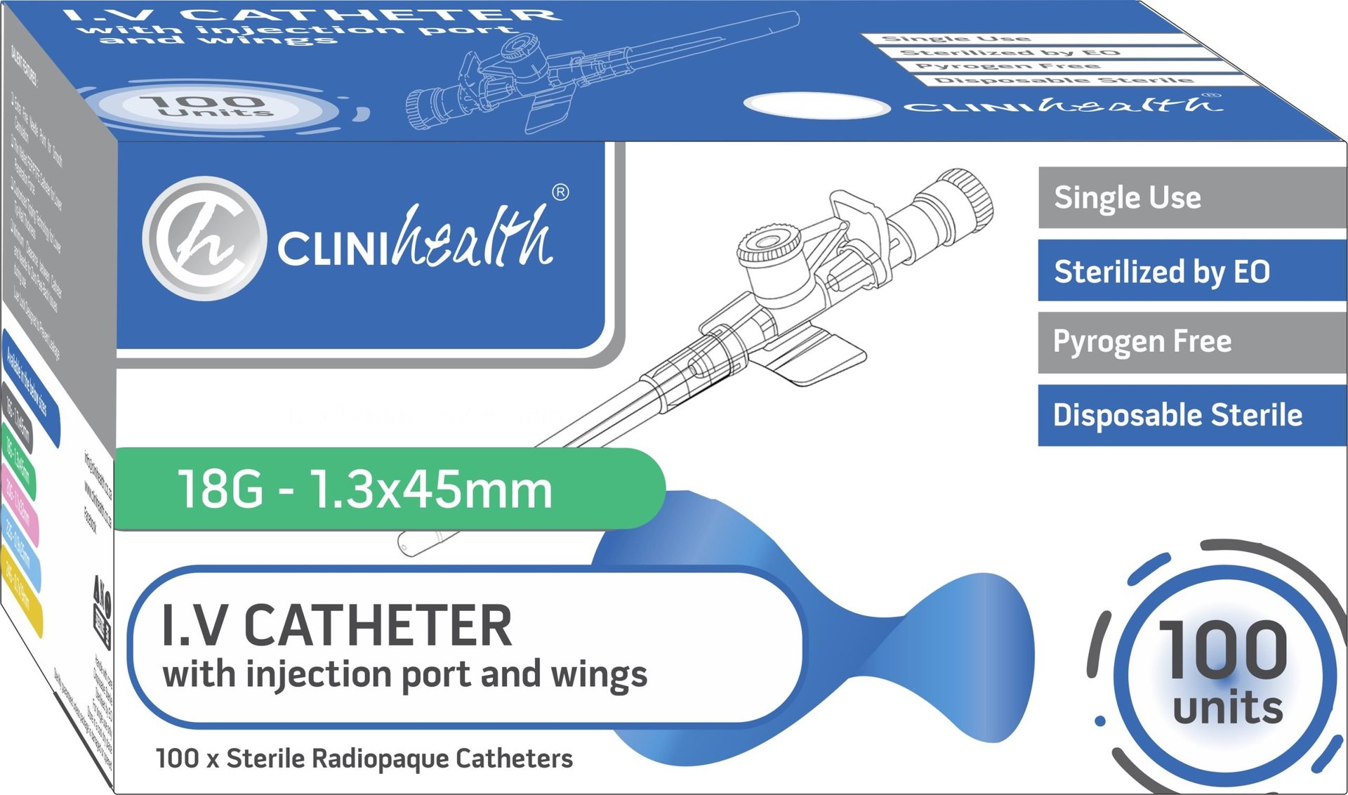 IV Catheter 18G with Injection port and wings – 100s – QSolar System
